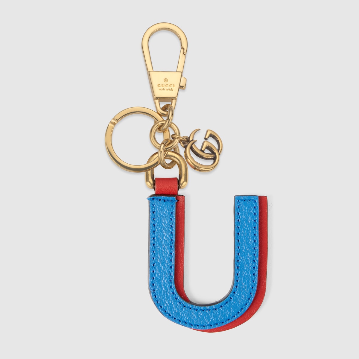 Letter U keychain in blue and red leather | GUCCI® 香港