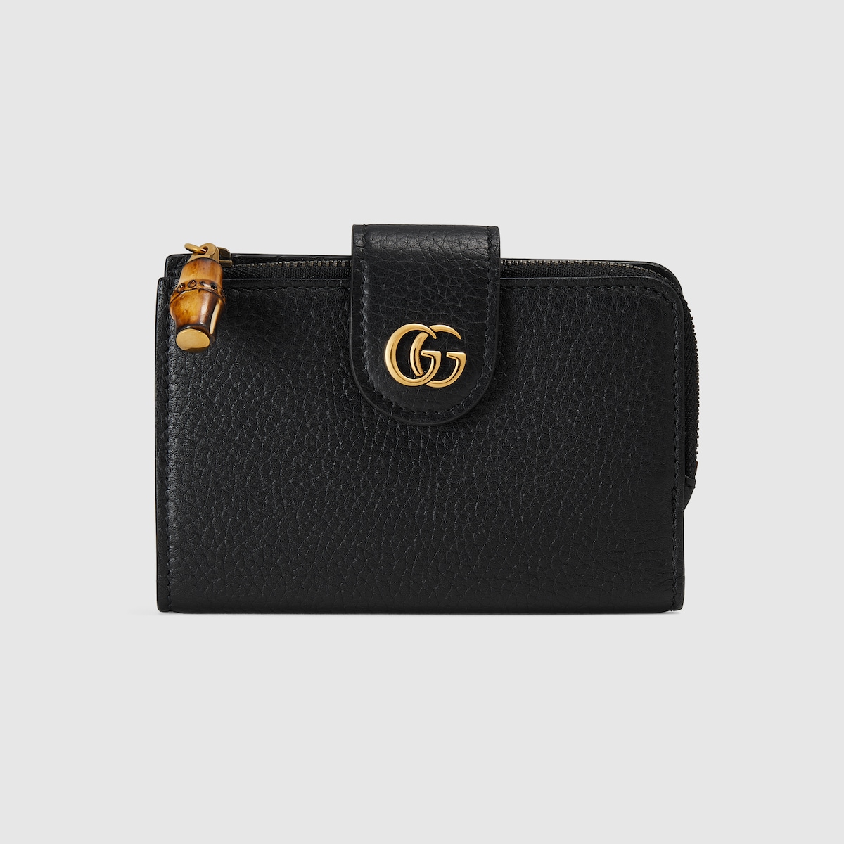 Cartera con bambú y Doble G tamaño mediano en piel negra | GUCCI® ES