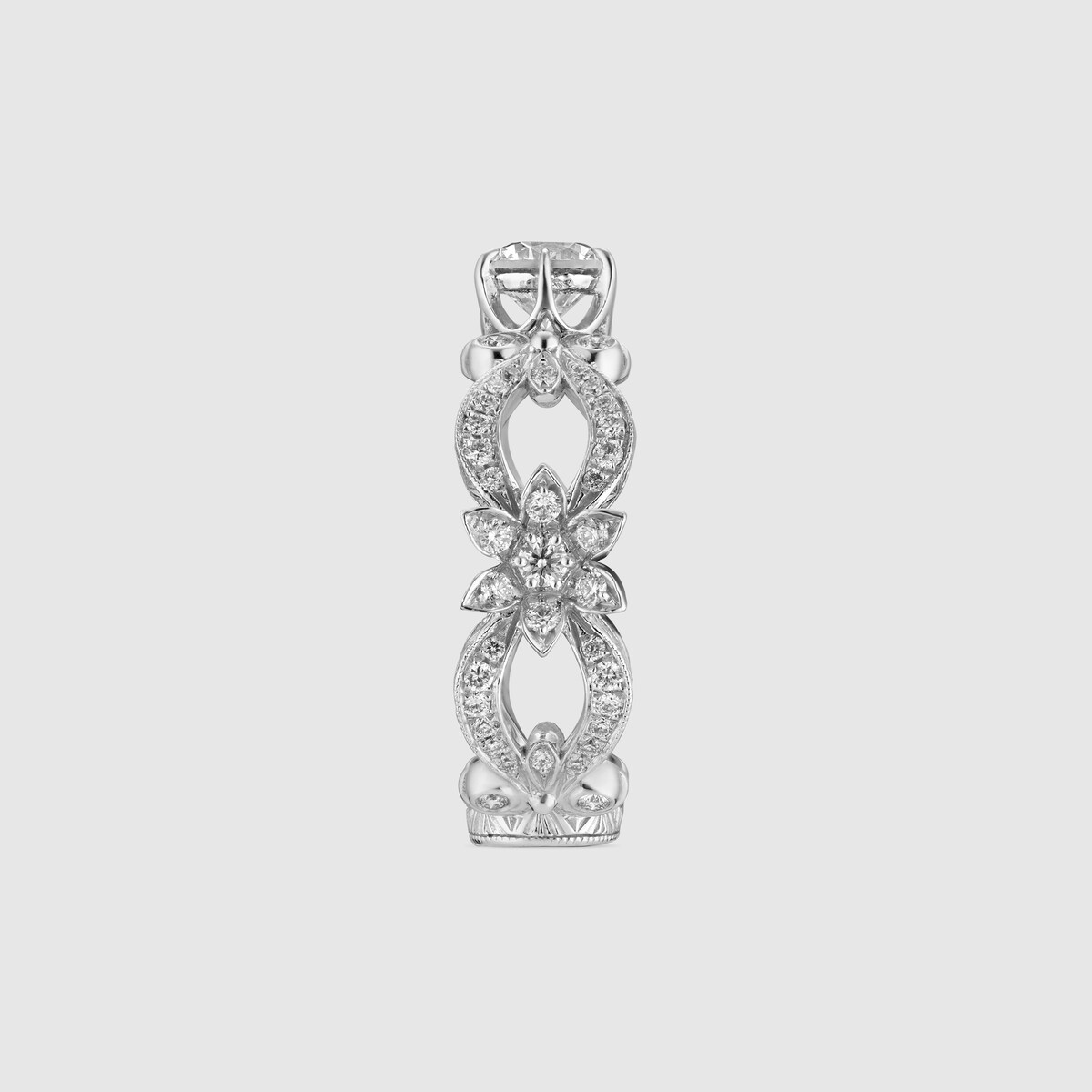 Gucci Flora 18k solitaire ring in white gold | GUCCI® UK