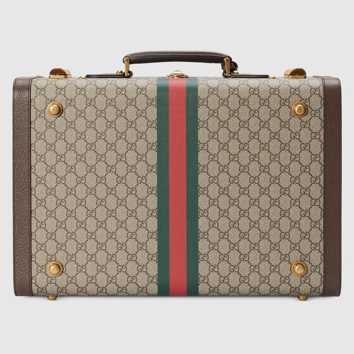 Gucci Savoy medium rigid suitcase in beige and ebony Supreme | GUCCI® SG