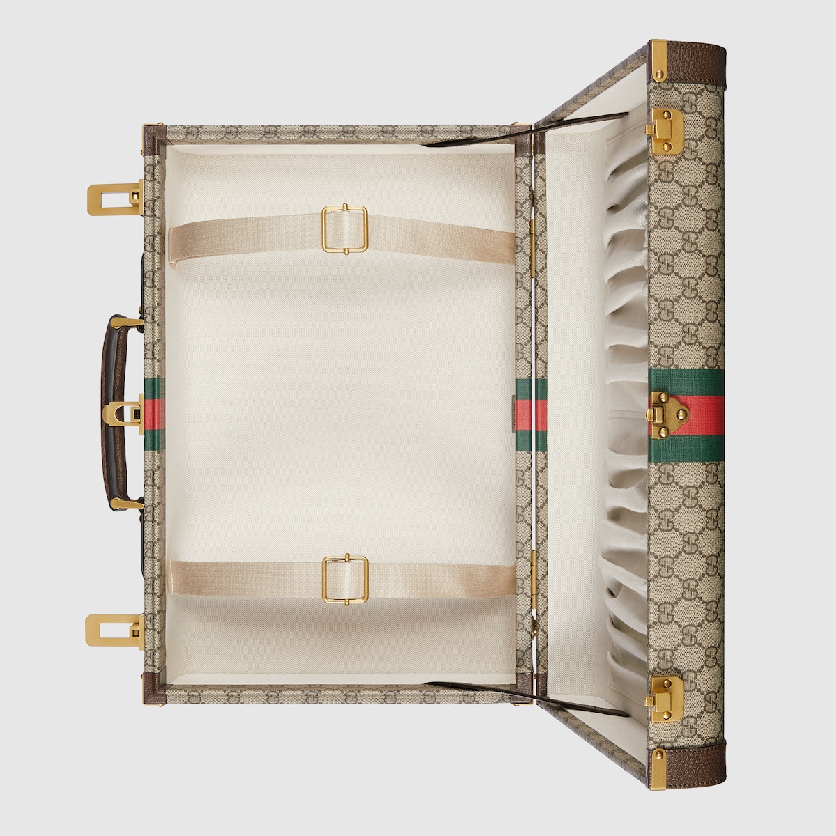 Gucci Savoy medium rigid suitcase in beige and ebony Supreme | GUCCI® US
