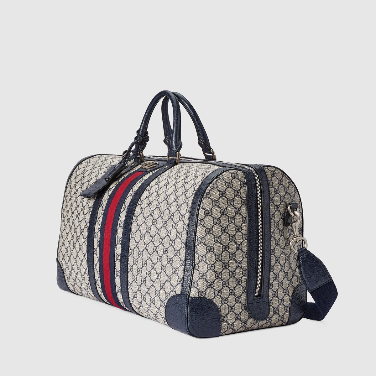 Gucci Savoy large duffle bag in beige and blue GG Supreme | GUCCI® UK