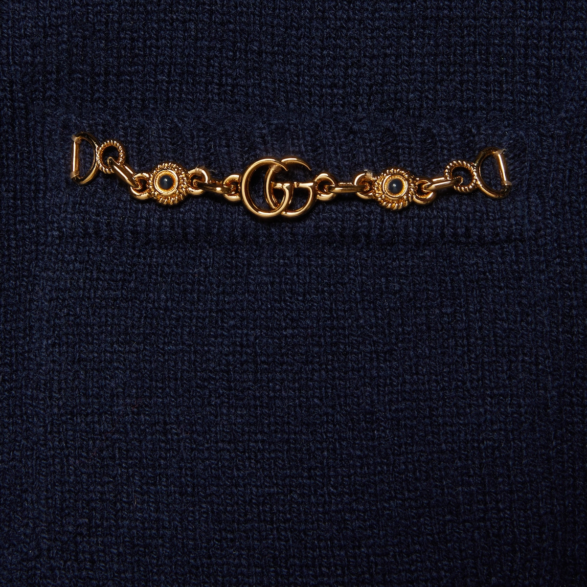 Cashmere cardigan with chain detail in dark blue | GUCCI® US