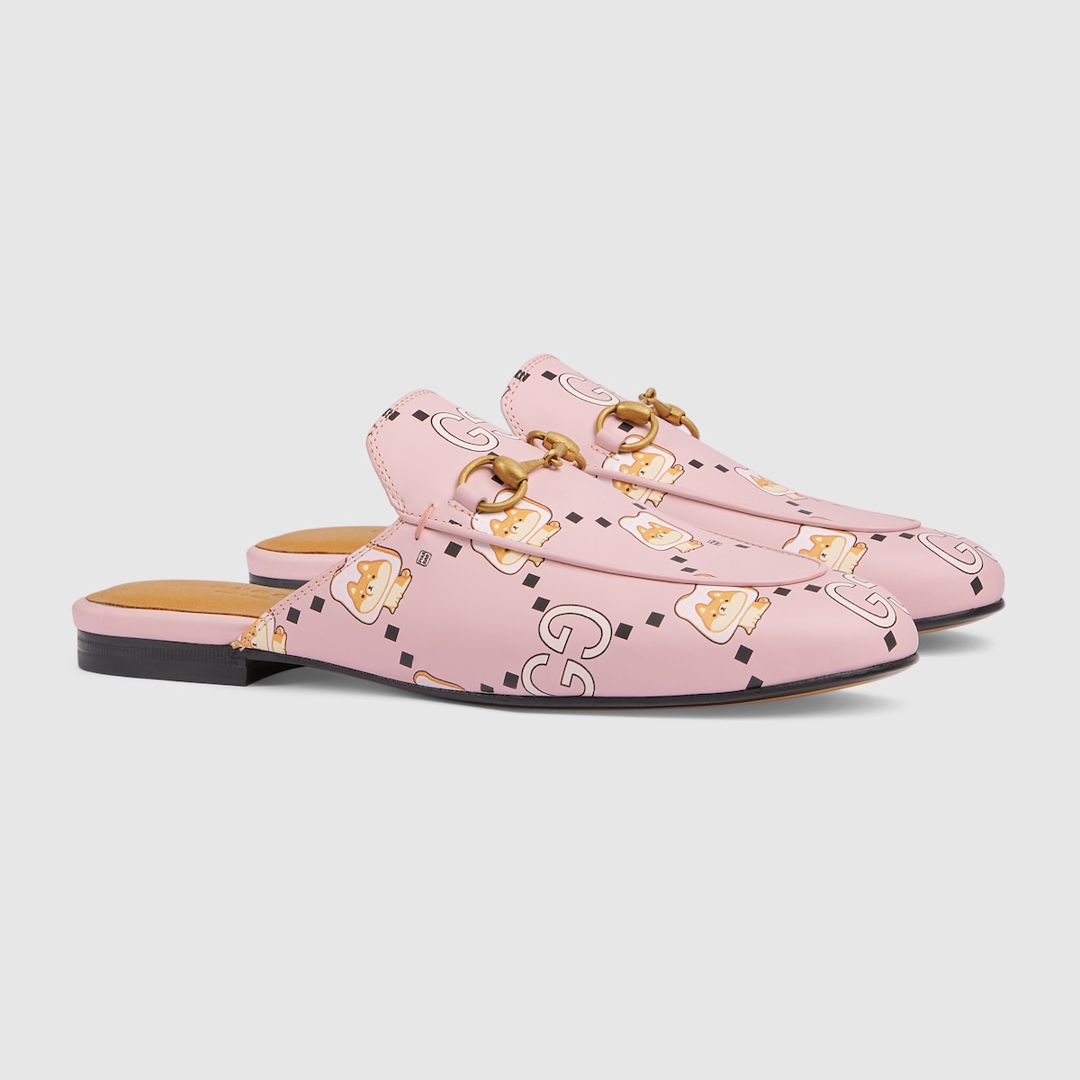 Women's GG animal Princetown slipper in light pink leather | GUCCI® MX