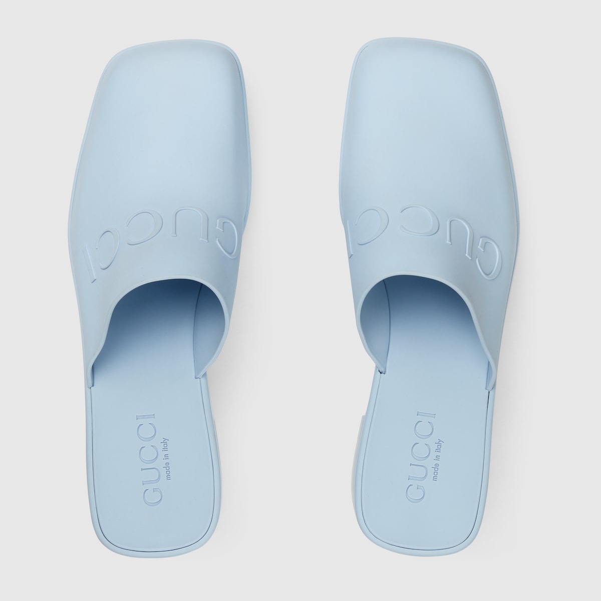 Women's slip-on sandal in pastel blue rubber | GUCCI® SG