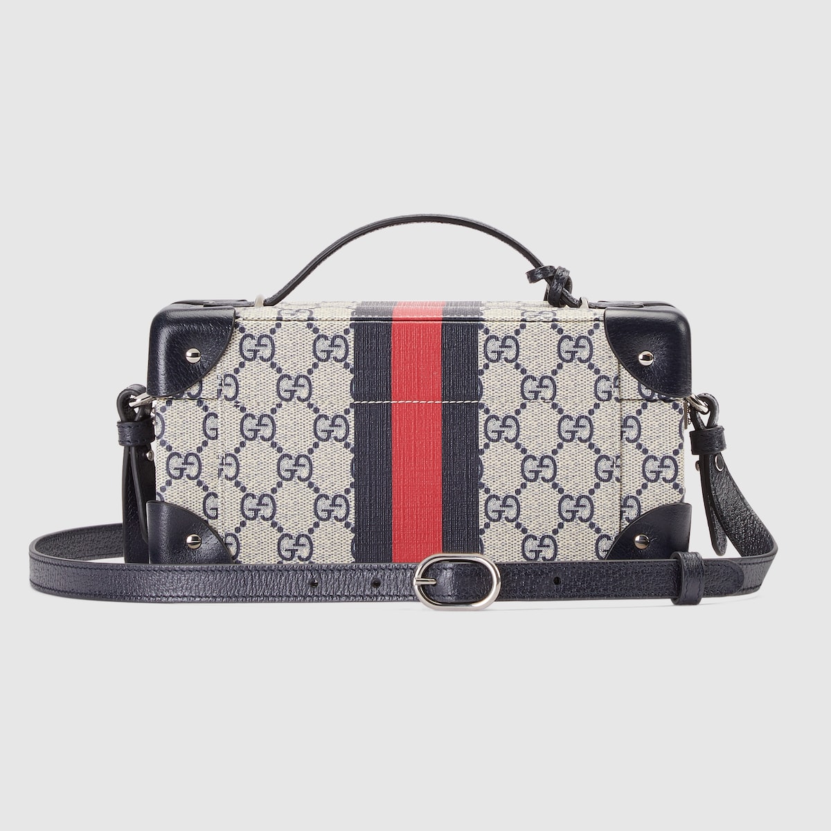 Gucci Savoy small rigid jewelry box in beige and blue Supreme | GUCCI® SI