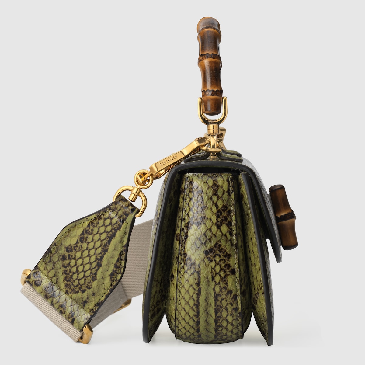 Gucci Bamboo 1947 mini python bag in green | GUCCI® AE