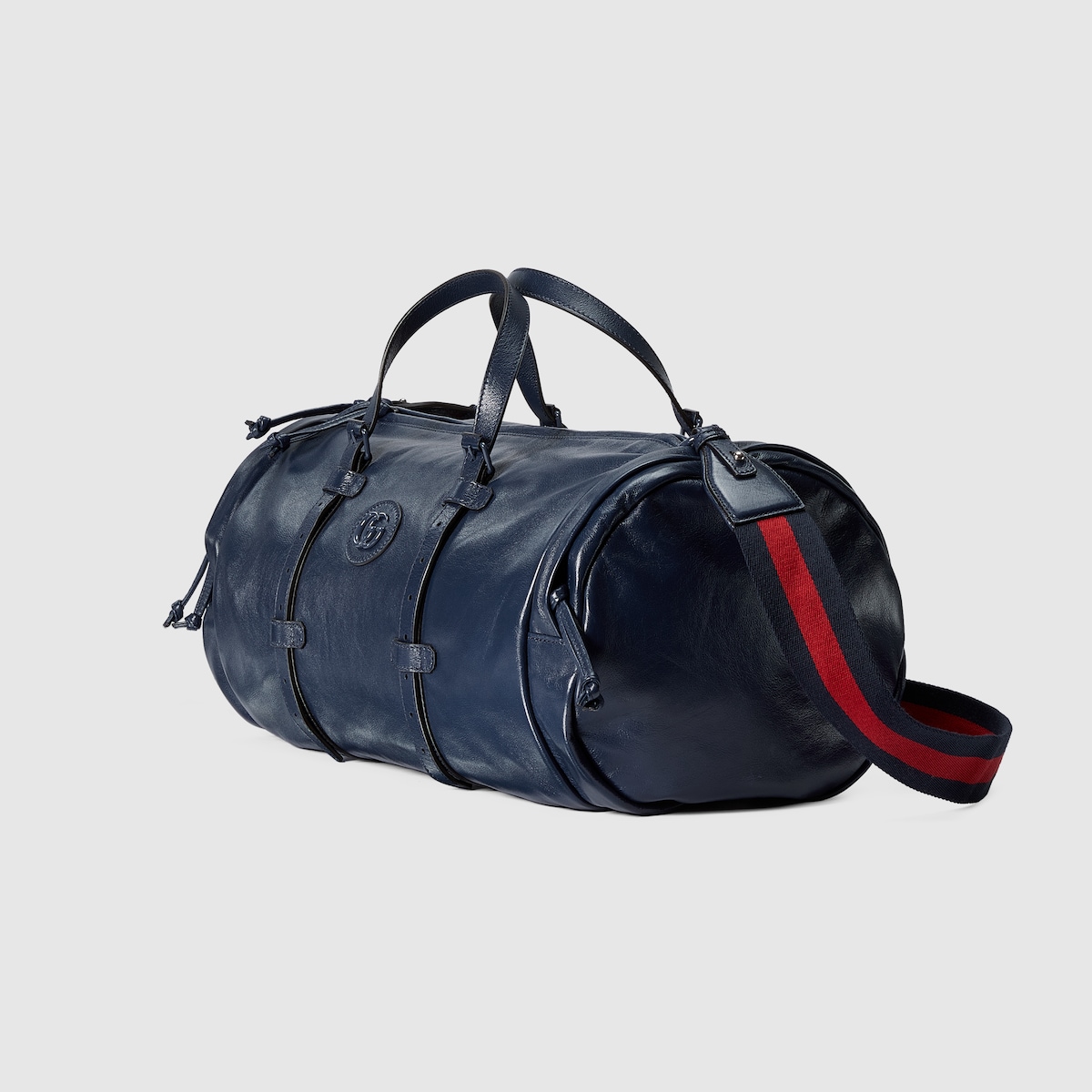 Large duffle bag with tonal Double G in dark blue leather | GUCCI ...