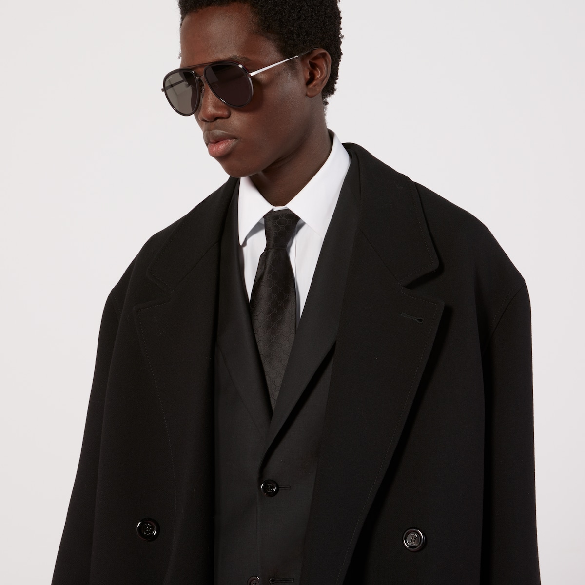 Black GG Pattern Silk Tie | GUCCI® UK