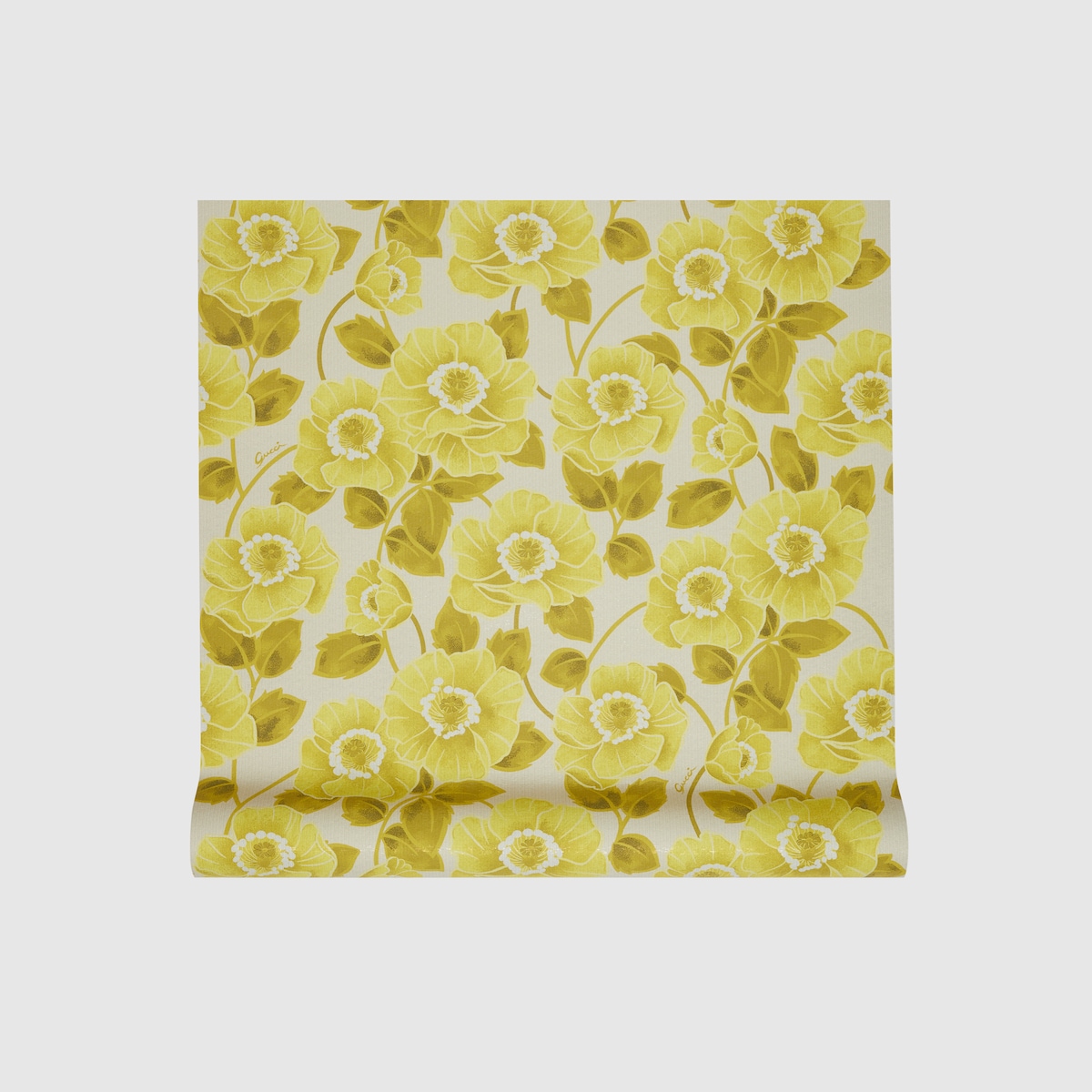 Anemone flower print wallpaper in yellow | GUCCI® UK