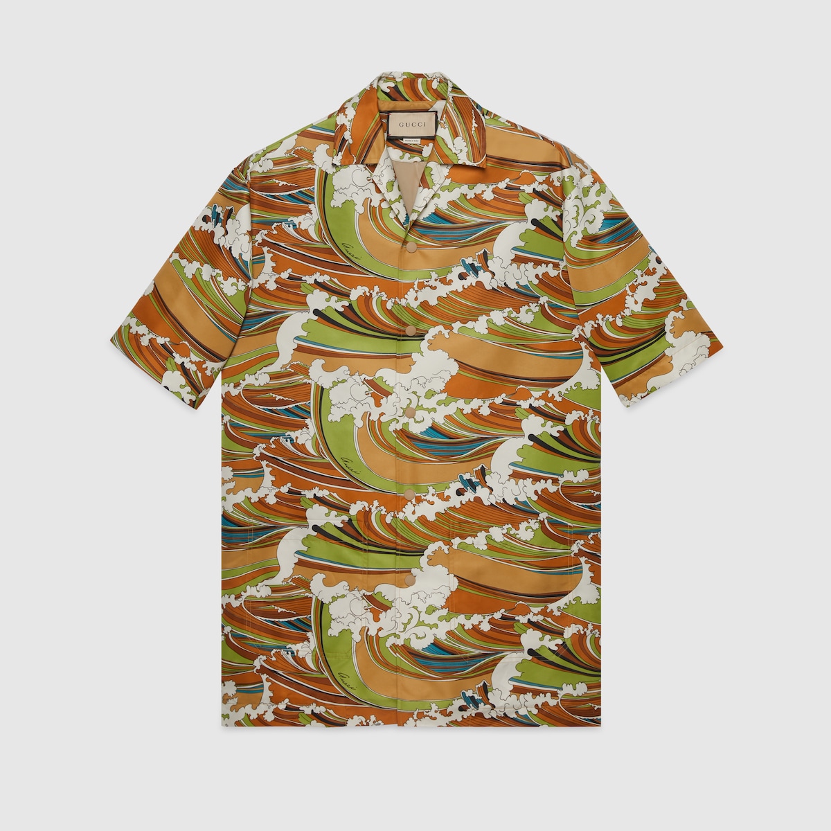 Gucci waves print fabric bowling shirt in multicolour | GUCCI® Australia