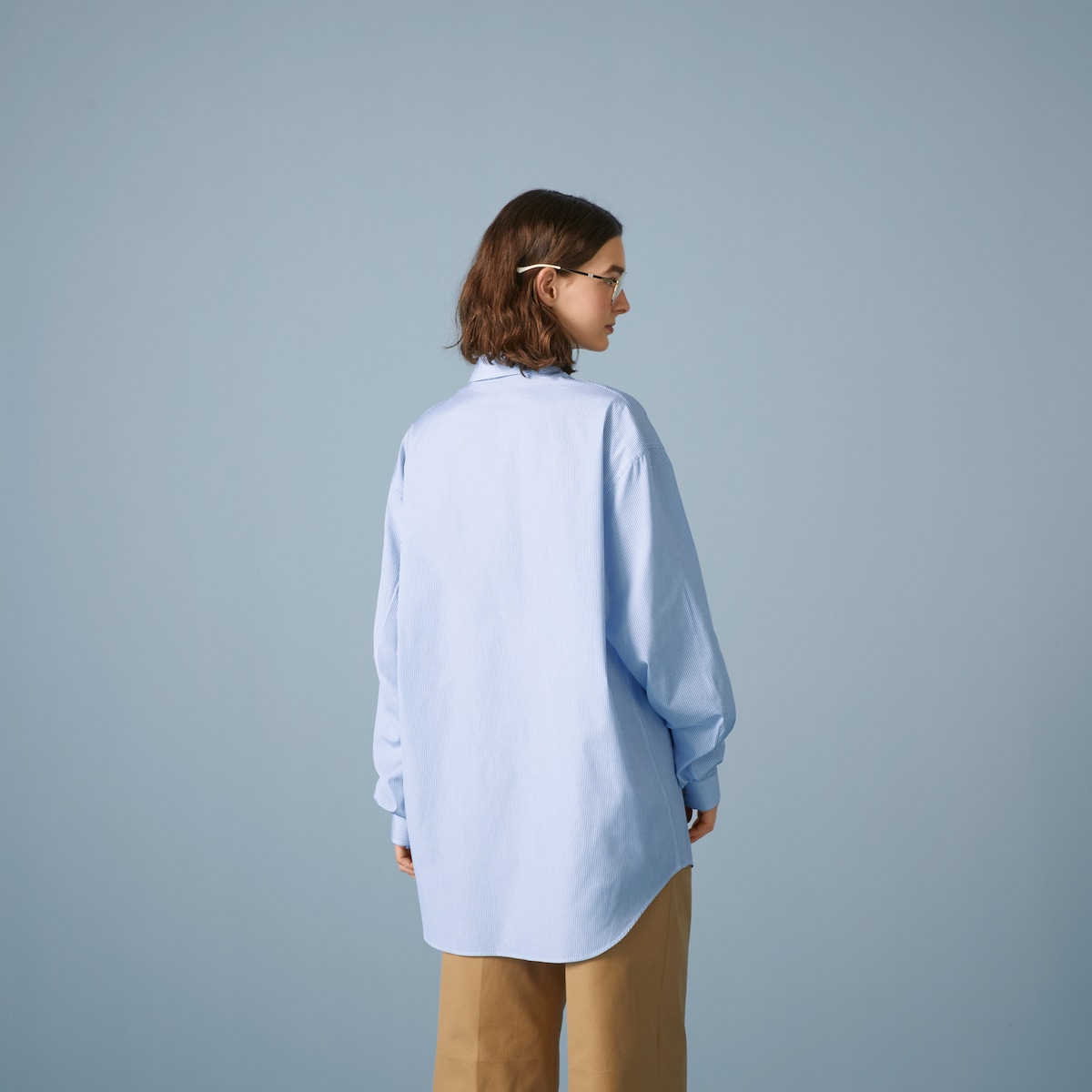 Striped cotton shirt in blue and white | GUCCI® SG