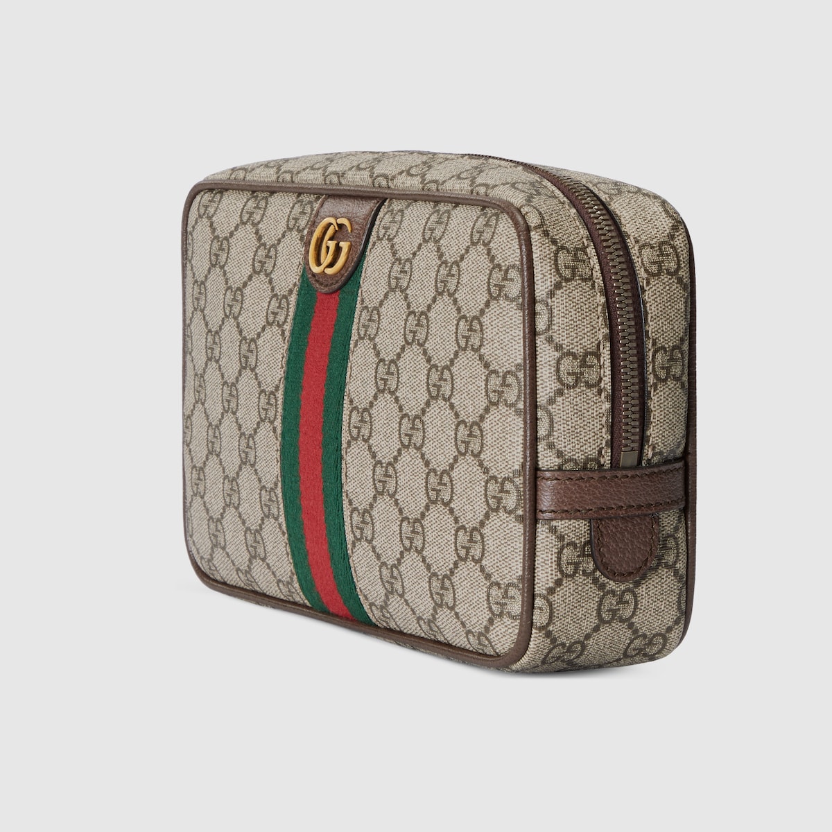 Gucci Savoy small toiletry case in beige and ebony Supreme | GUCCI® US