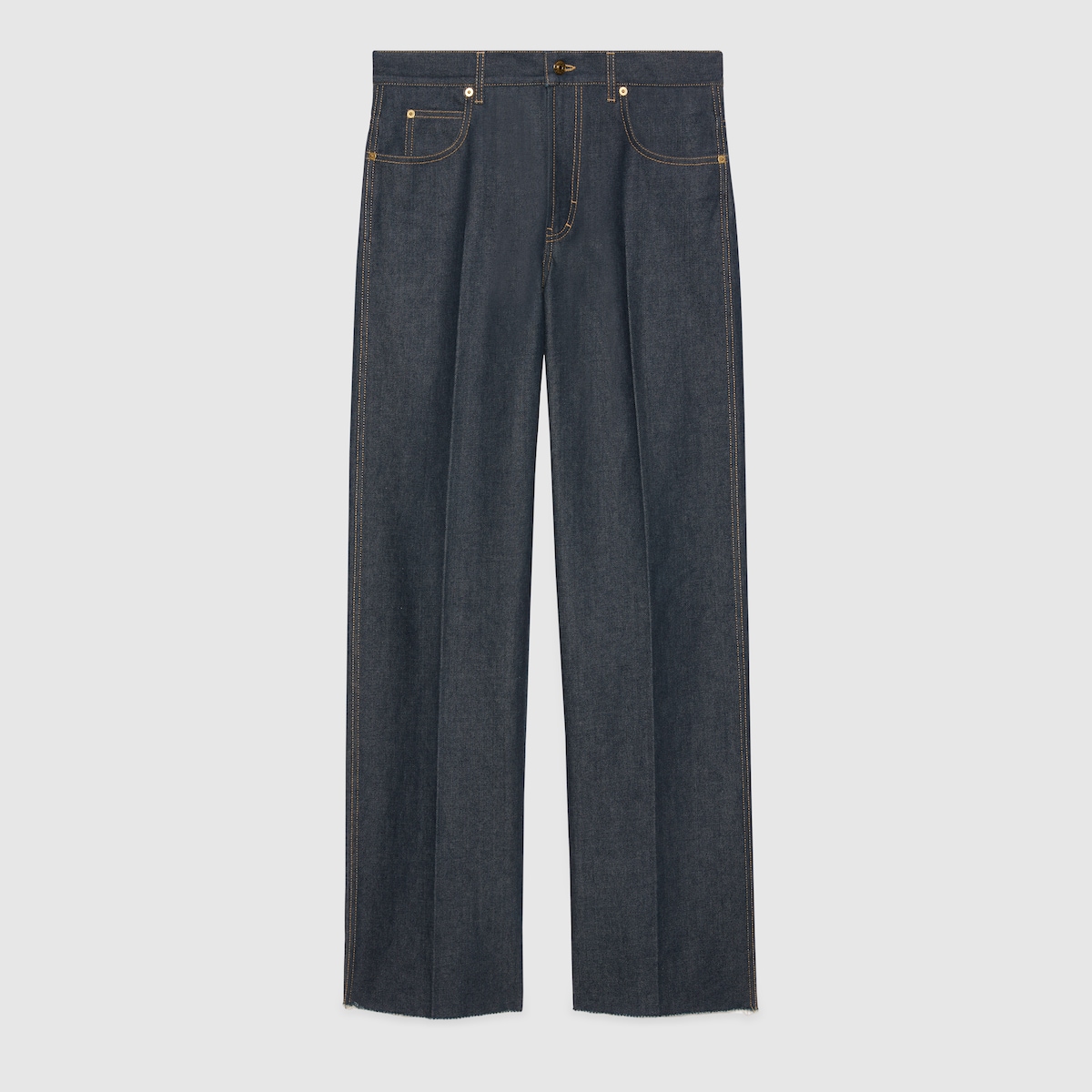 Denim pant with label in dark blue | GUCCI® Canada