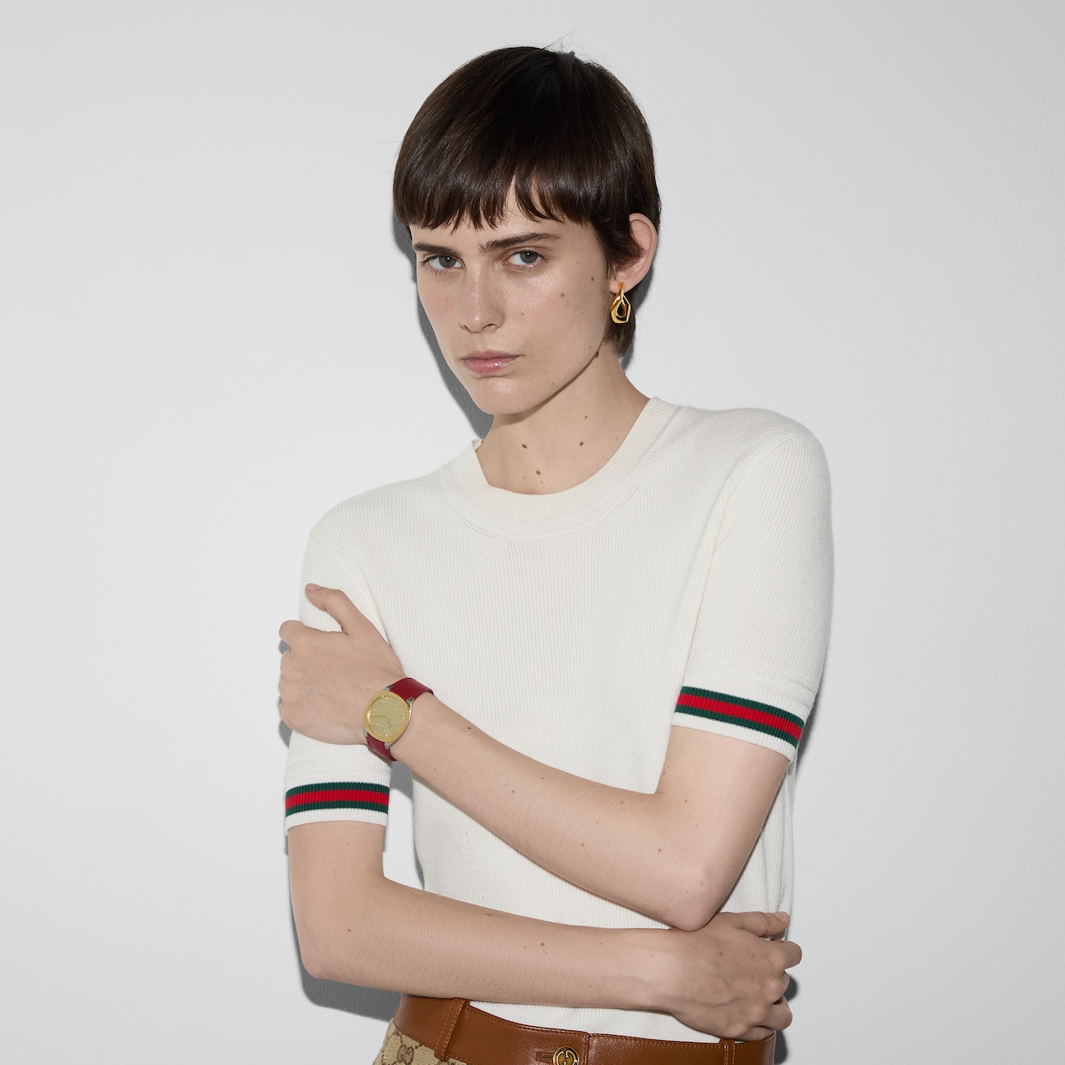 红色皮革Gucci 25H系列腕表，34毫米 | GUCCI® 香港