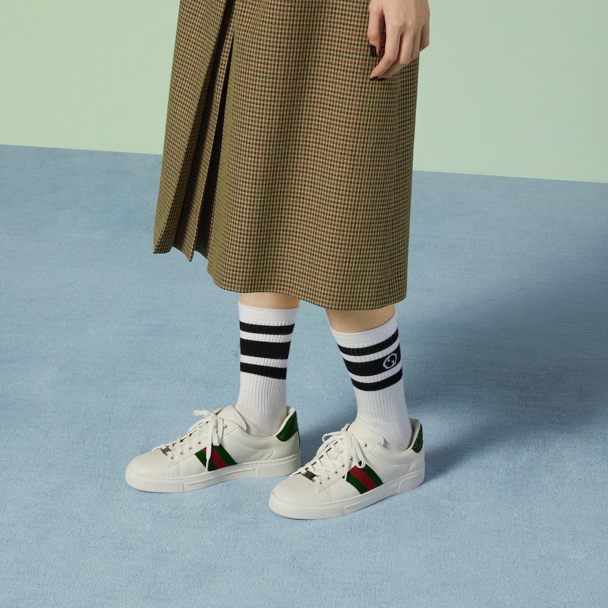 Women's Gucci Ace trainer with Web in white leather | GUCCI® AU