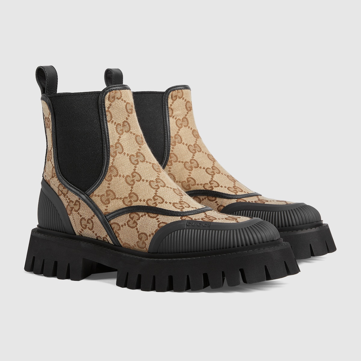 Women's ankle boot in beige and ebony GG canvas | GUCCI® Australia