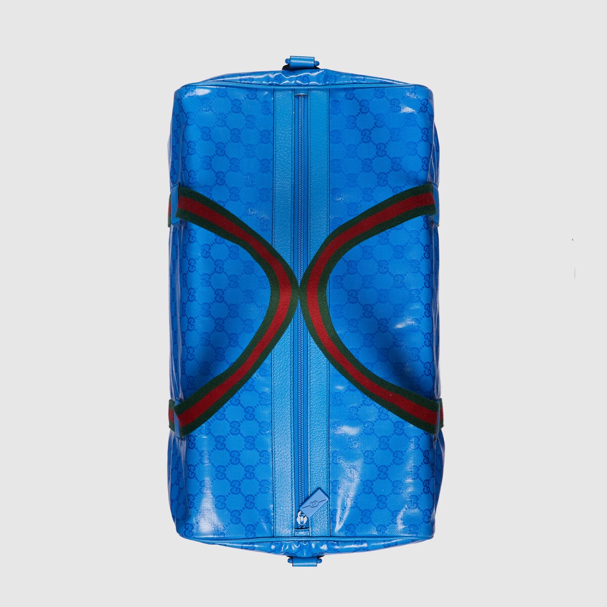 Large duffle bag with Web in blue GG Crystal canvas | GUCCI® ZA