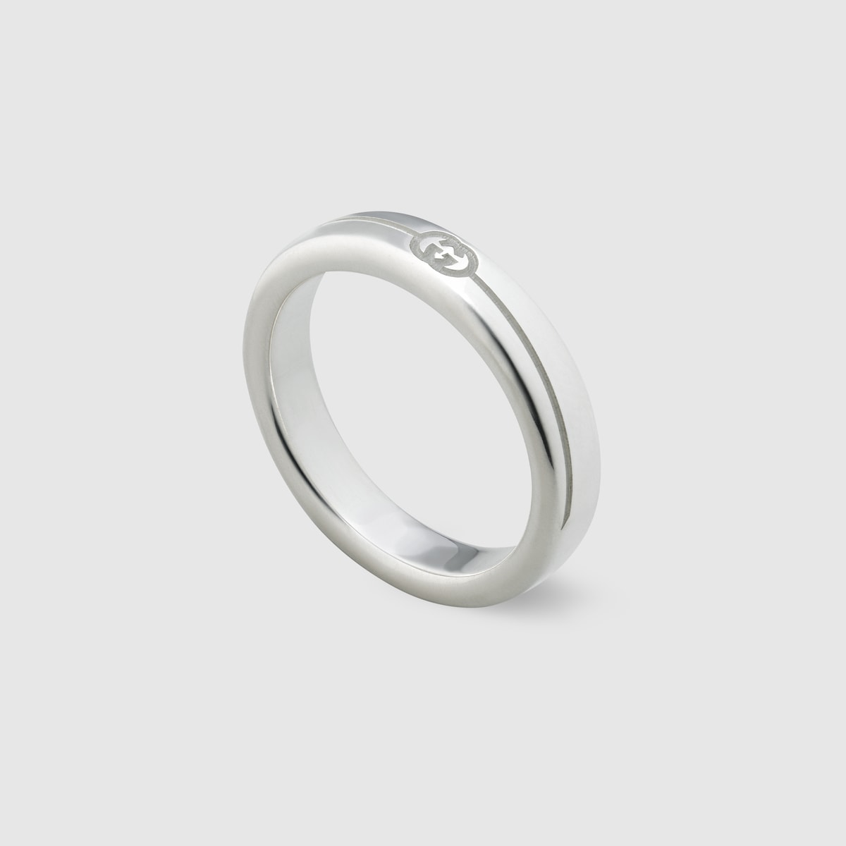 Diagonal Interlocking G thin ring in 925 sterling silver | GUCCI® US
