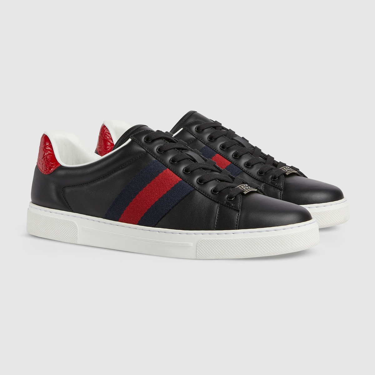 Sneaker Gucci Ace uomo con dettaglio Web in pelle nera | GUCCI® IT