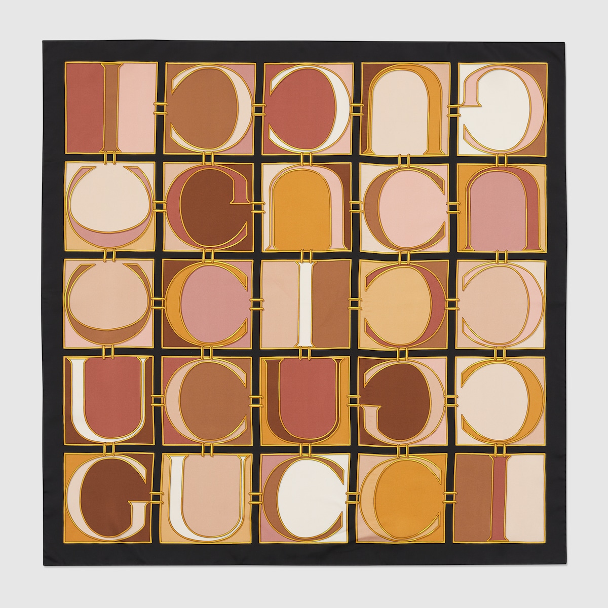 Gucci pop print silk carré in black and light brown | GUCCI® Australia