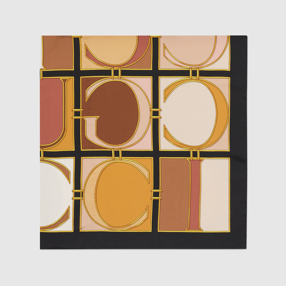 Gucci pop print silk carré in black and light brown | GUCCI® Australia
