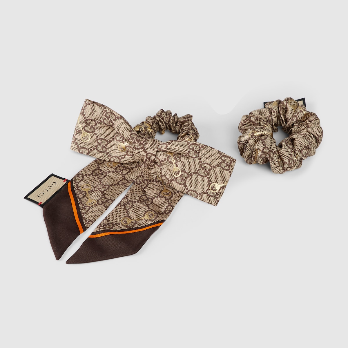 Conjunto de scrunchies de seda con GG inbeige y ébano | GUCCI® MX