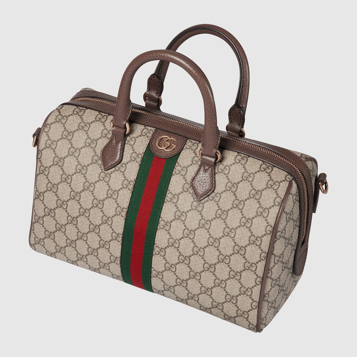 Bauletto Ophidia misura grande in GG Supreme beige ed ebano | GUCCI® IT
