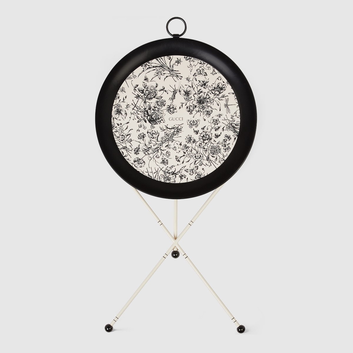Gucci Flora Sketch print folding table in ivory and black metal | GUCCI® US