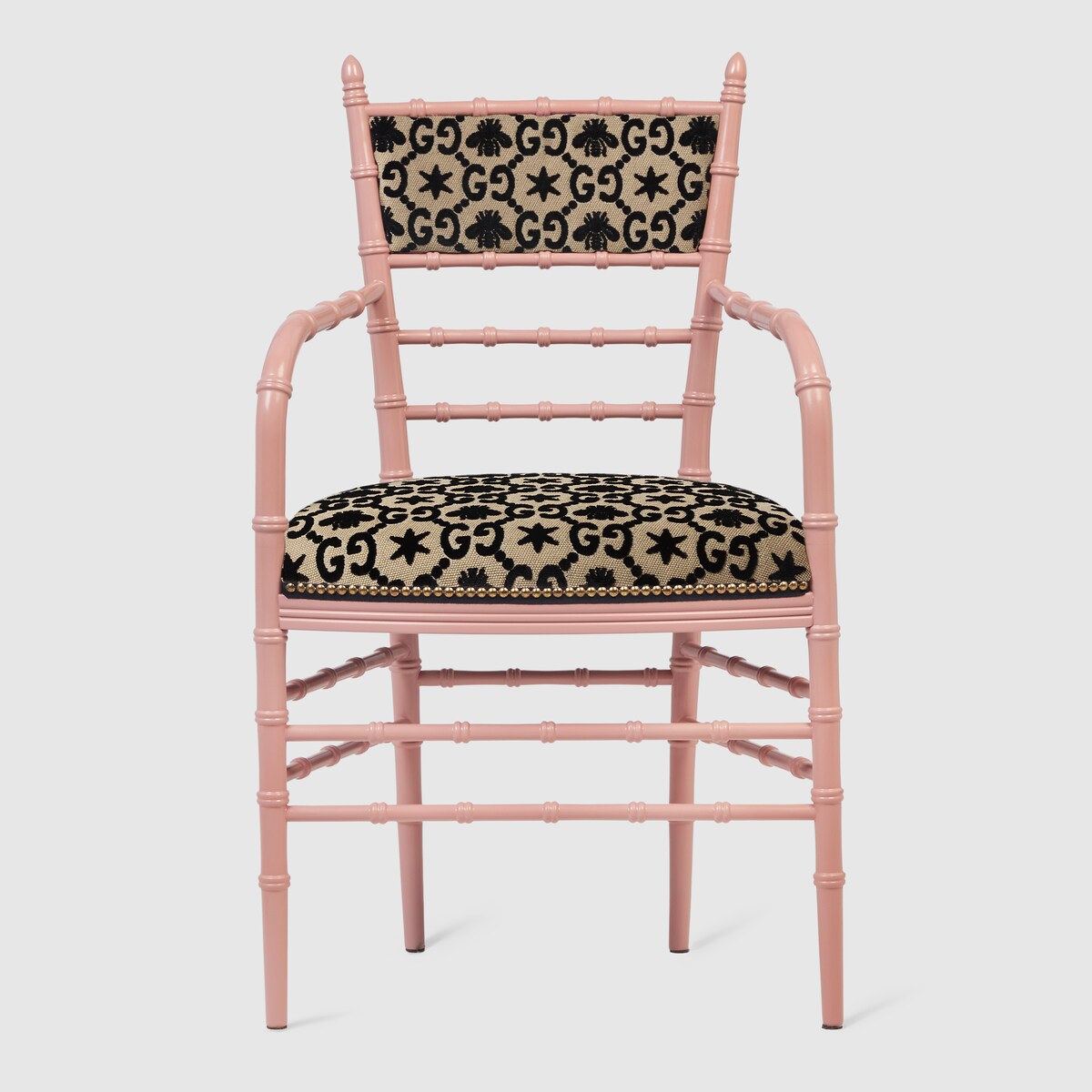 Chiavari GG stars chair with arm rest in black velvet jacquard | GUCCI ...