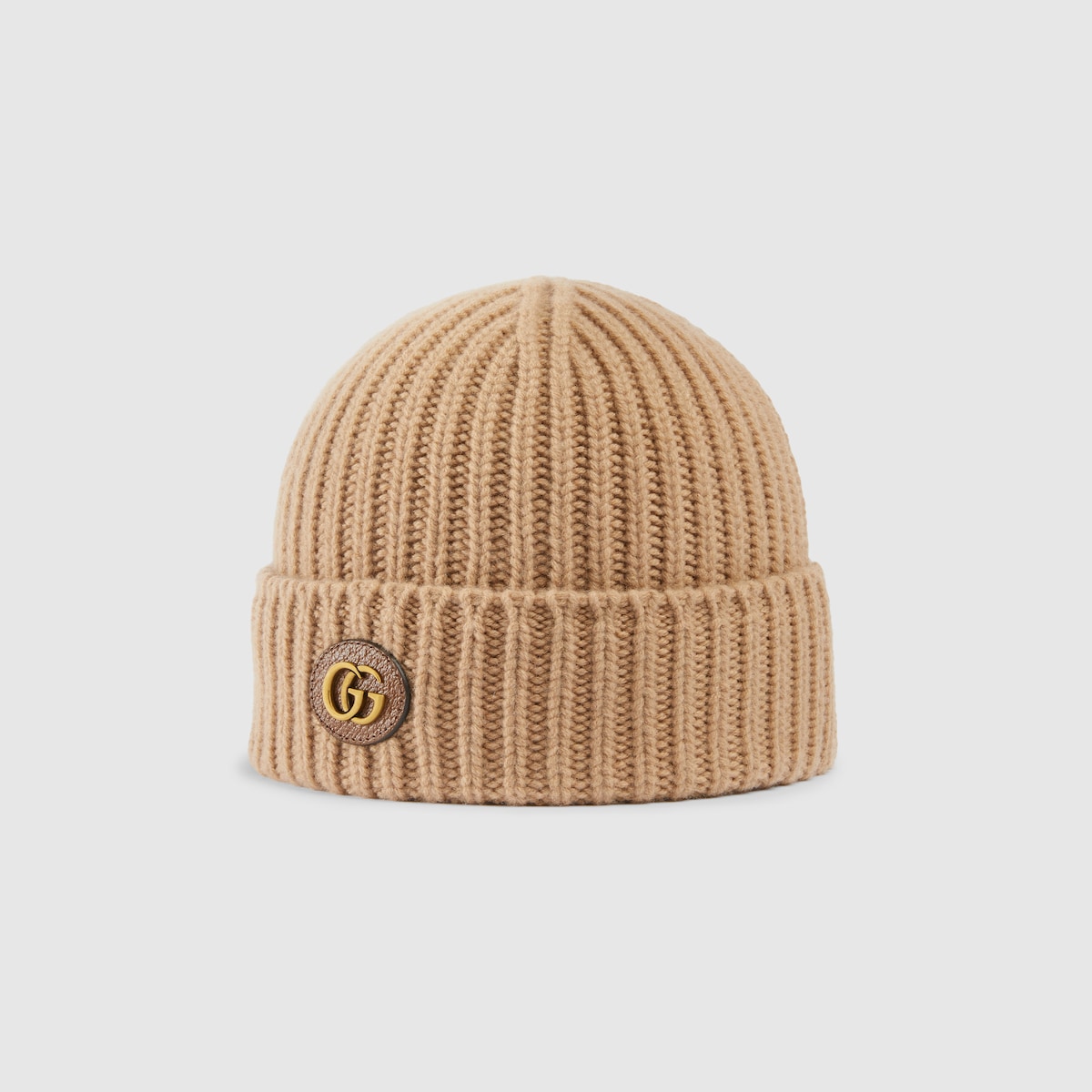 Wool cashmere hat with Double G in camel | GUCCI® US