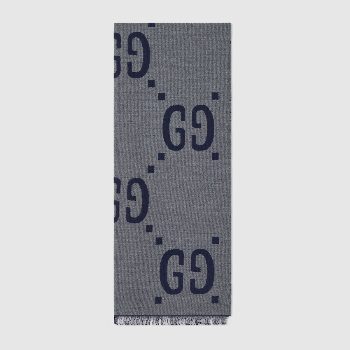 GG jacquard wool silk scarf in light grey | GUCCI® Australia