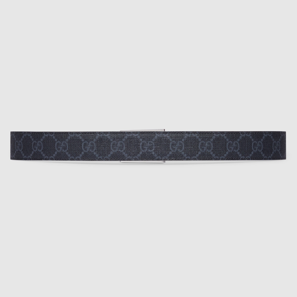 Reversible belt with rectangular buckle in black leather, blue and ...
