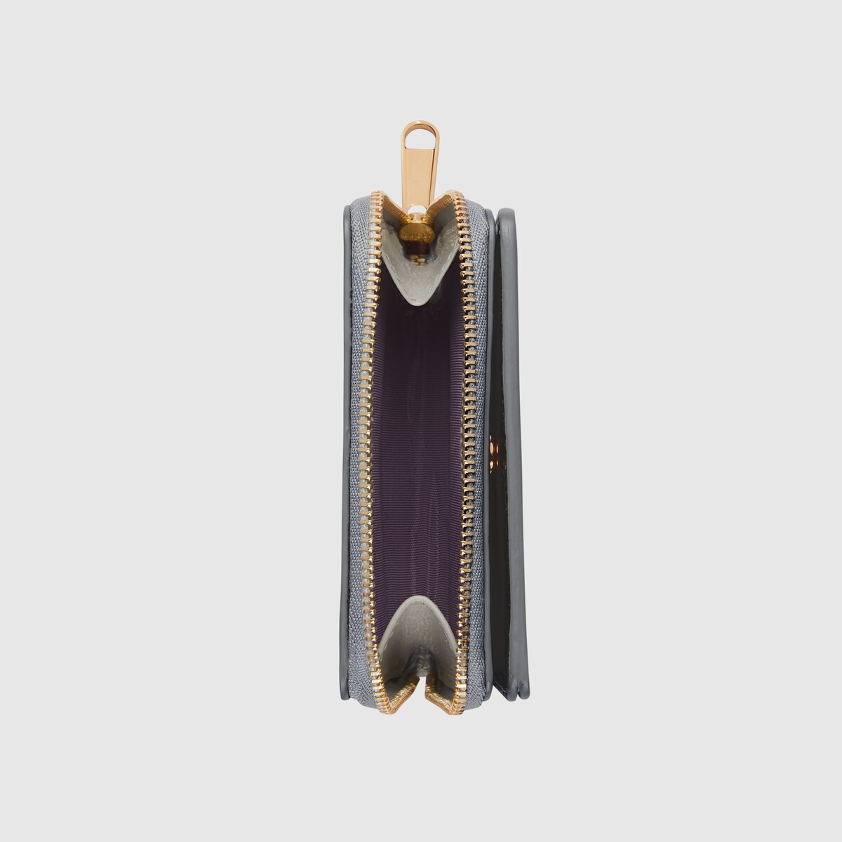 Mini wallet with Gucci script in grey leather | GUCCI® NZ