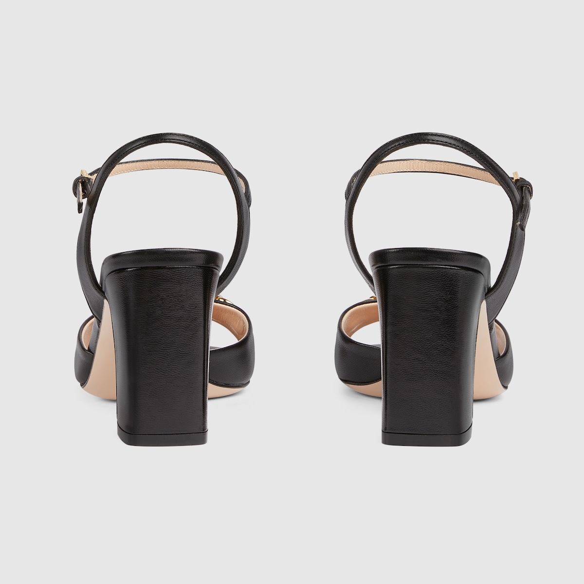Sandales à talon moyen avec détail Mors pour femme en cuir noir | GUCCI® FR