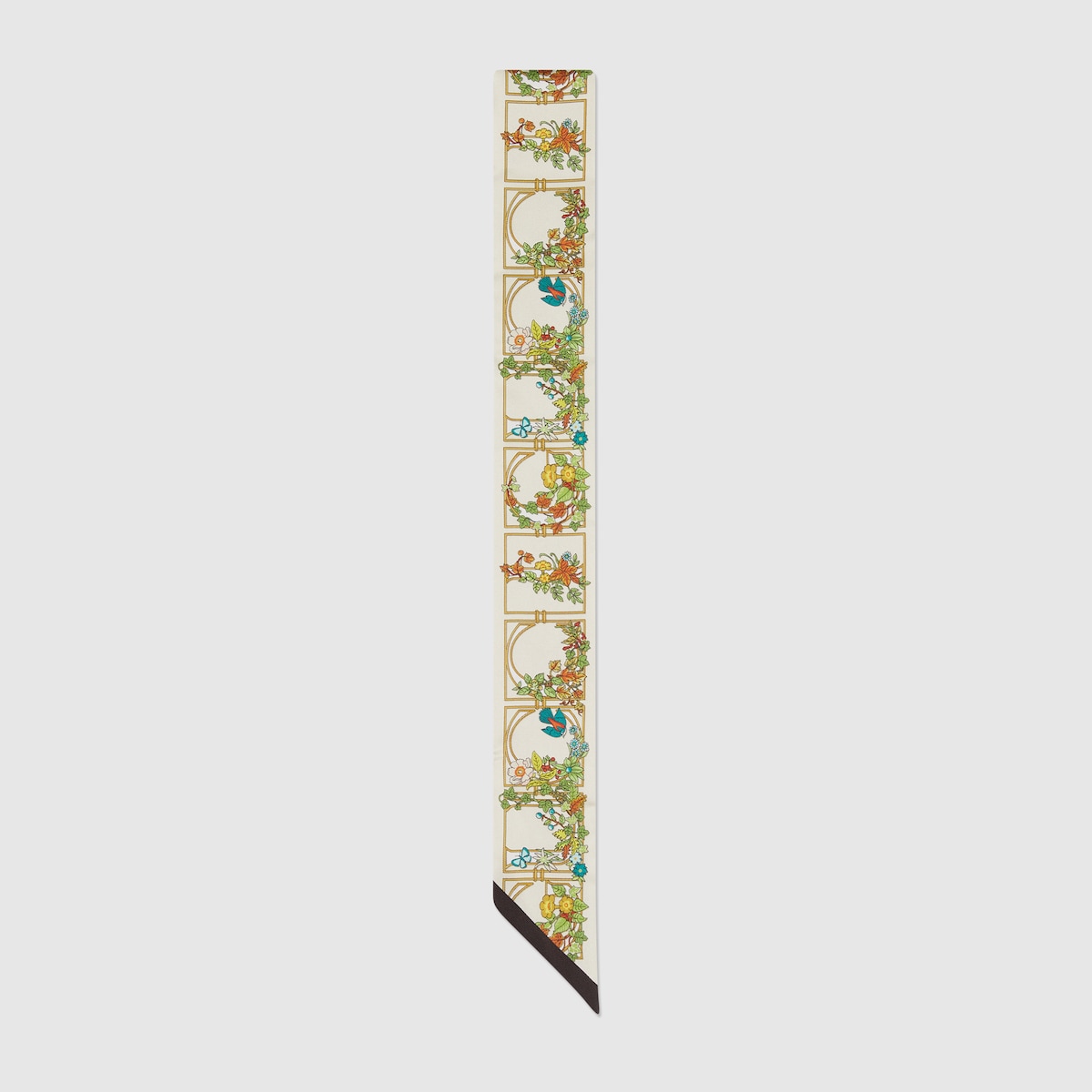 Printed silk neck bow in ivory | GUCCI® GR