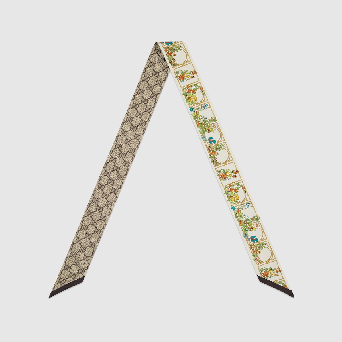 Printed silk neck bow in ivory | GUCCI® GR