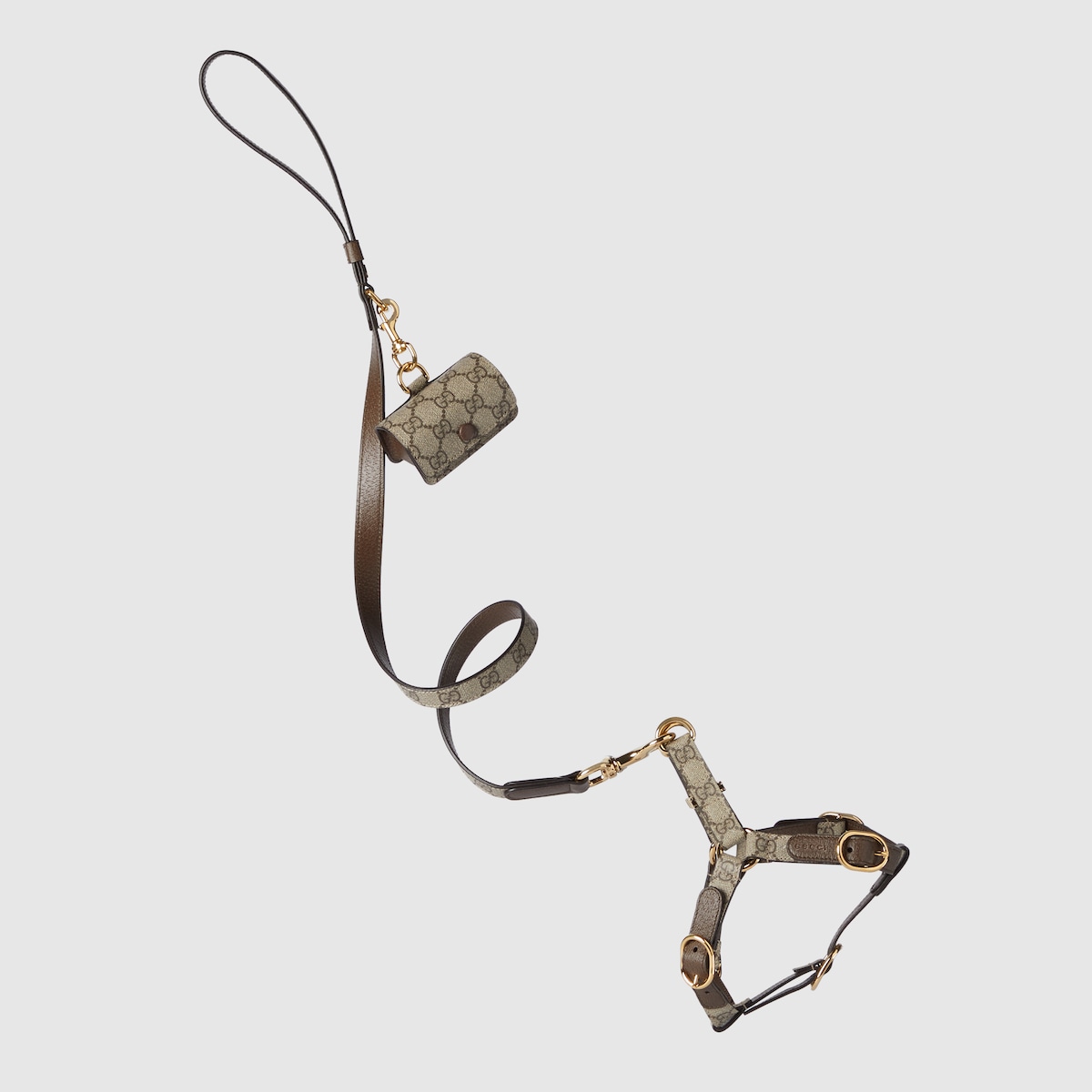 Small/medium pet harness in beige and ebony canvas | GUCCI® US