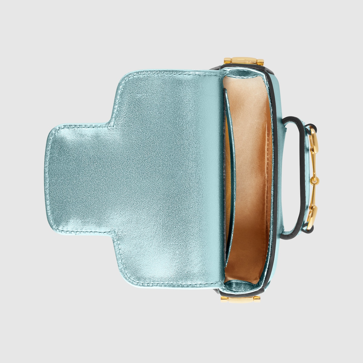 Gucci Horsebit 1955 nano bag in metallic light blue leather | GUCCI® US