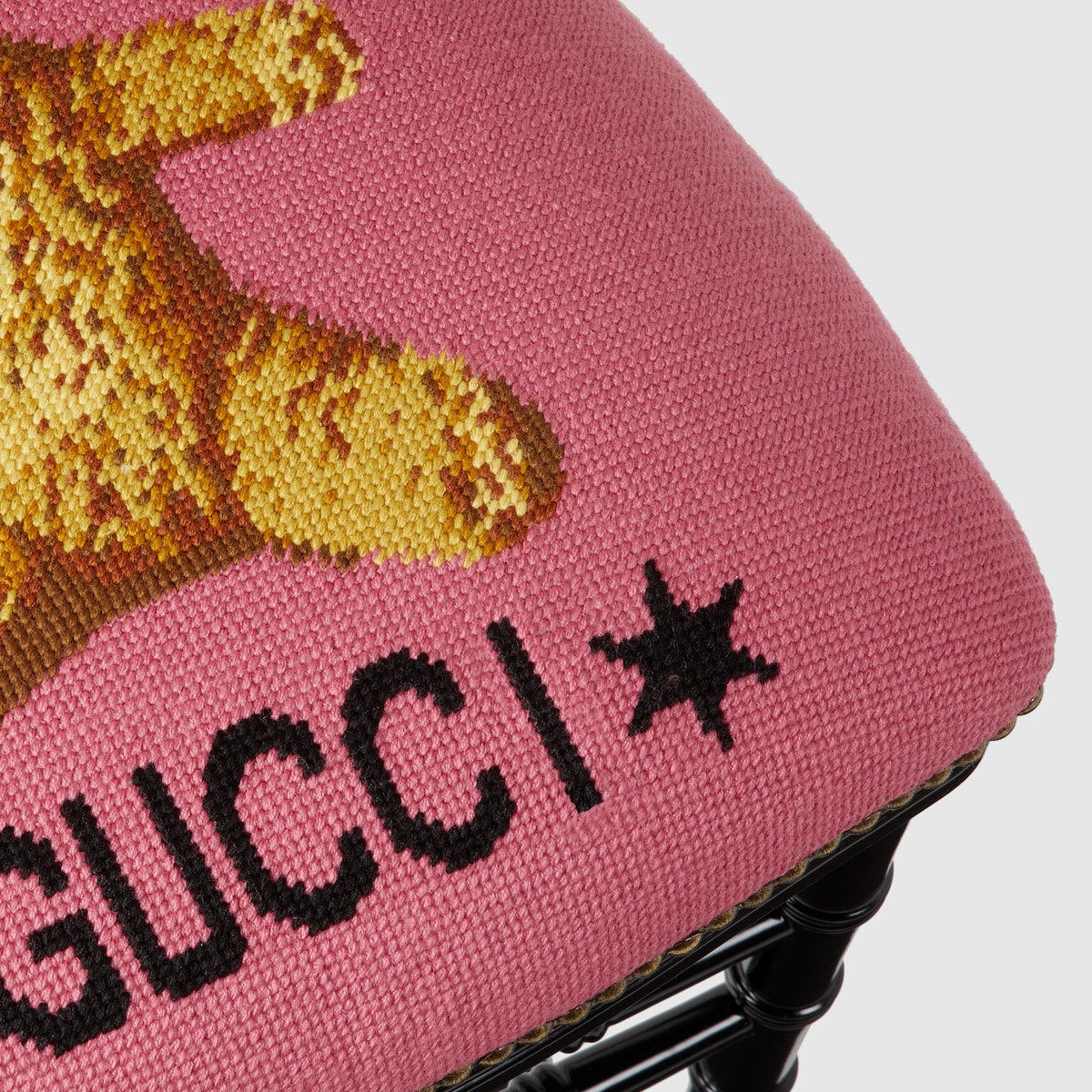 Chiavari chair with Gucci bear embroidery in pink wool blend | GUCCI® NZ