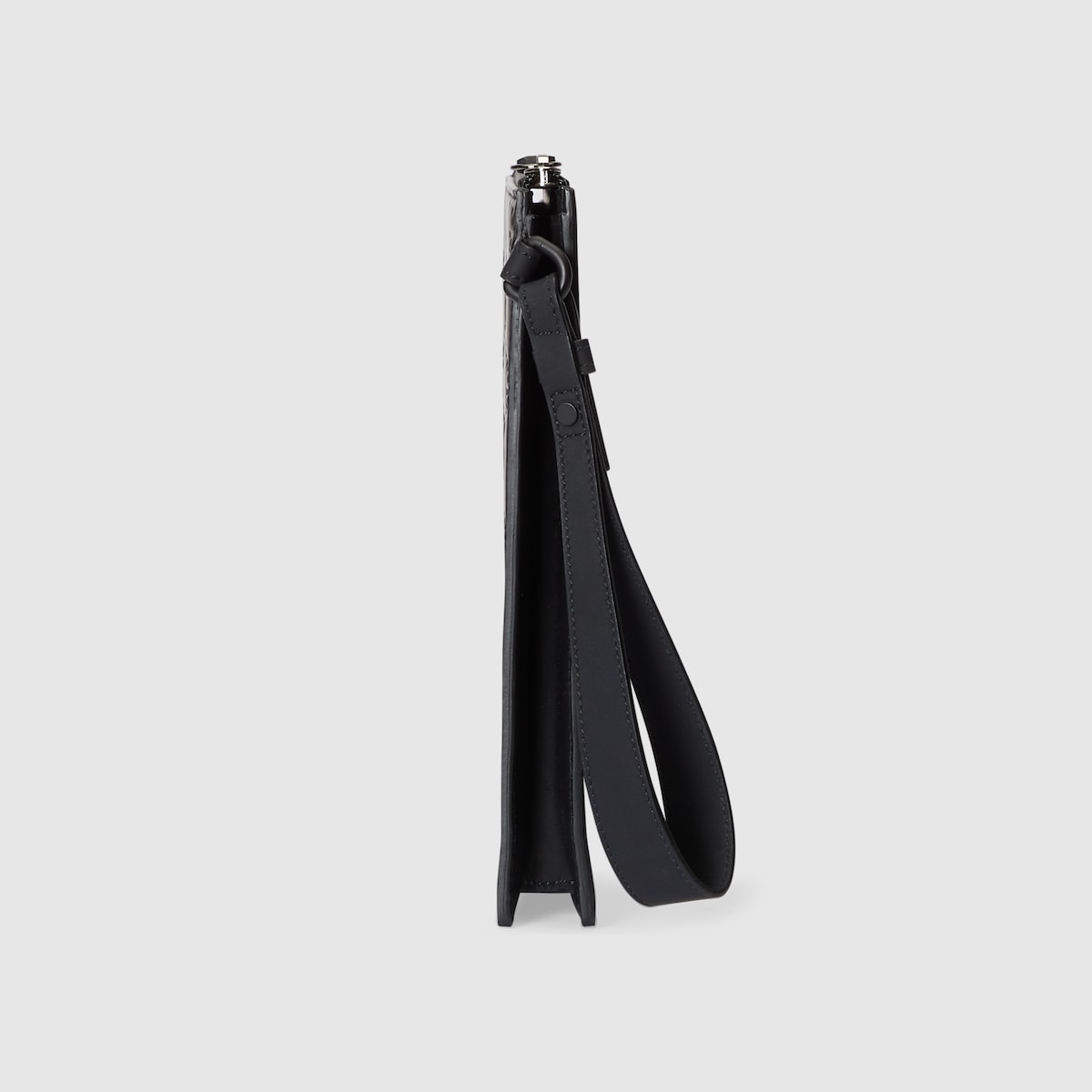 GG rubber-effect pouch in black leather | GUCCI® Australia
