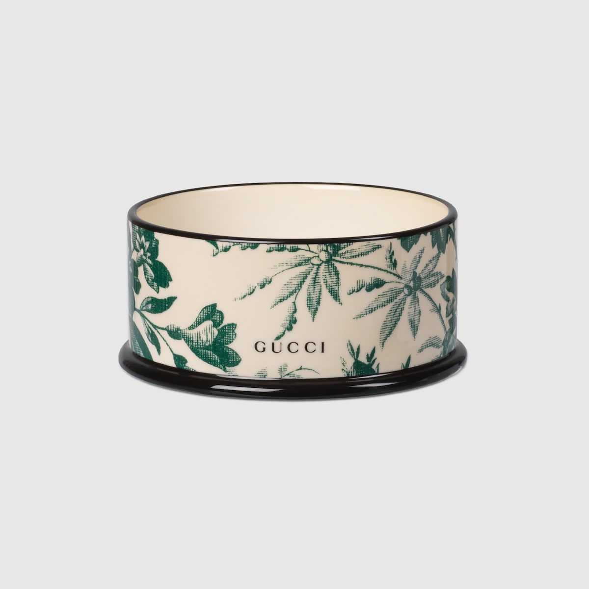 Small Herbarium print pet bowl in green and ivory porcelain | GUCCI® UK