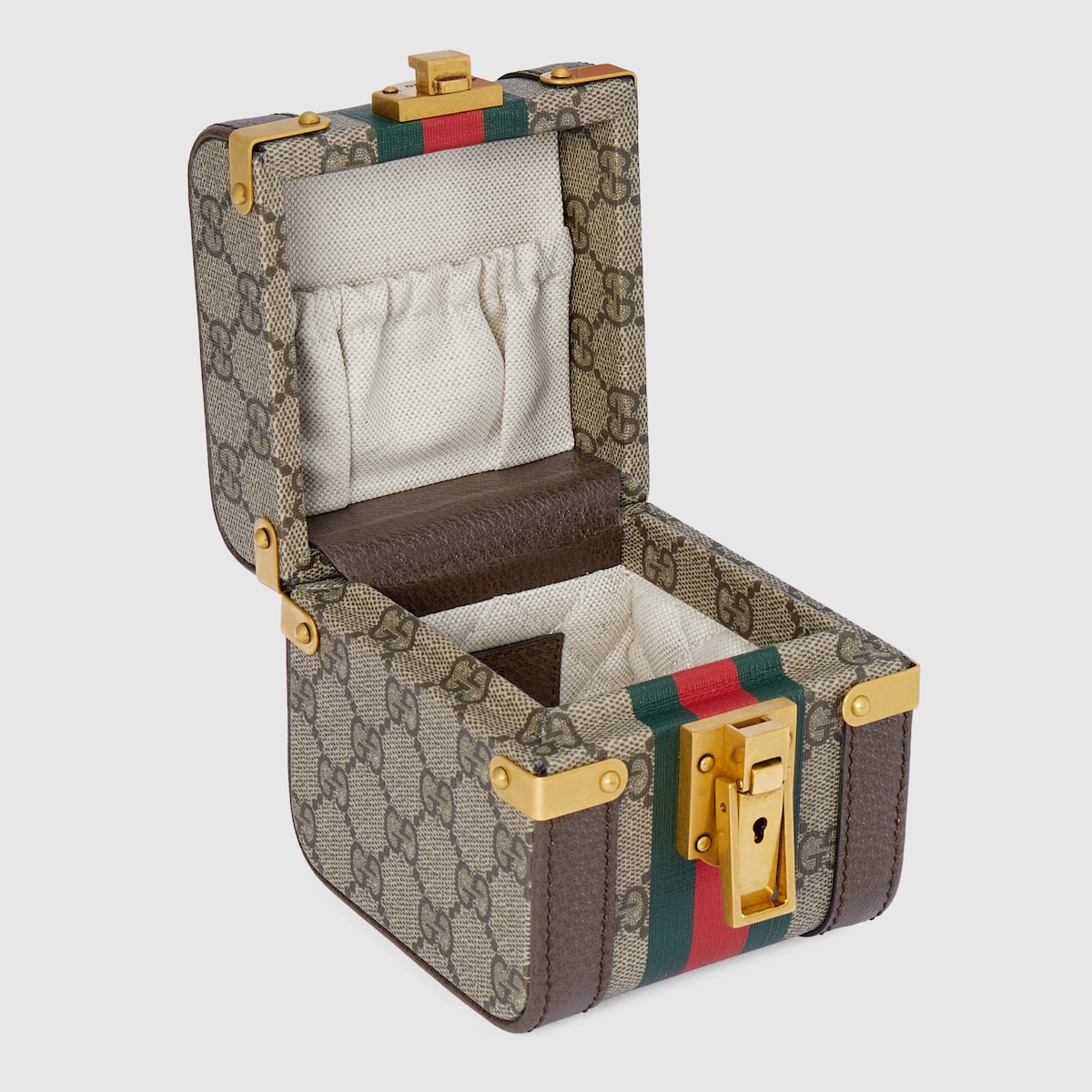 Gucci Savoy small beauty case in beige and ebony Supreme | GUCCI® US