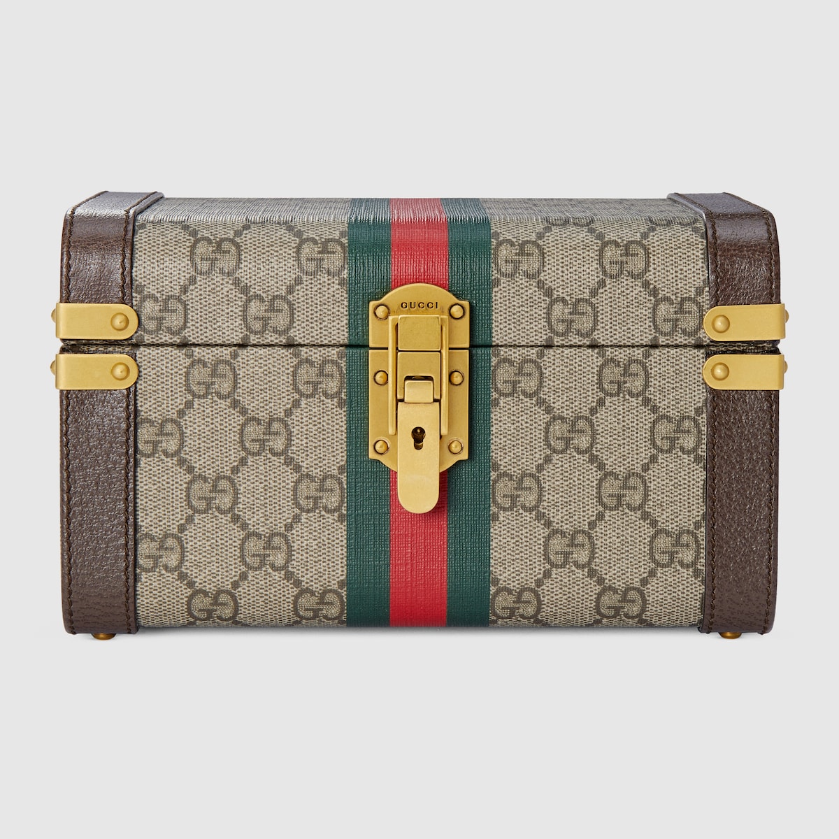 Gucci Savoy mini rigid beauty case in beige and ebony Supreme | GUCCI® US