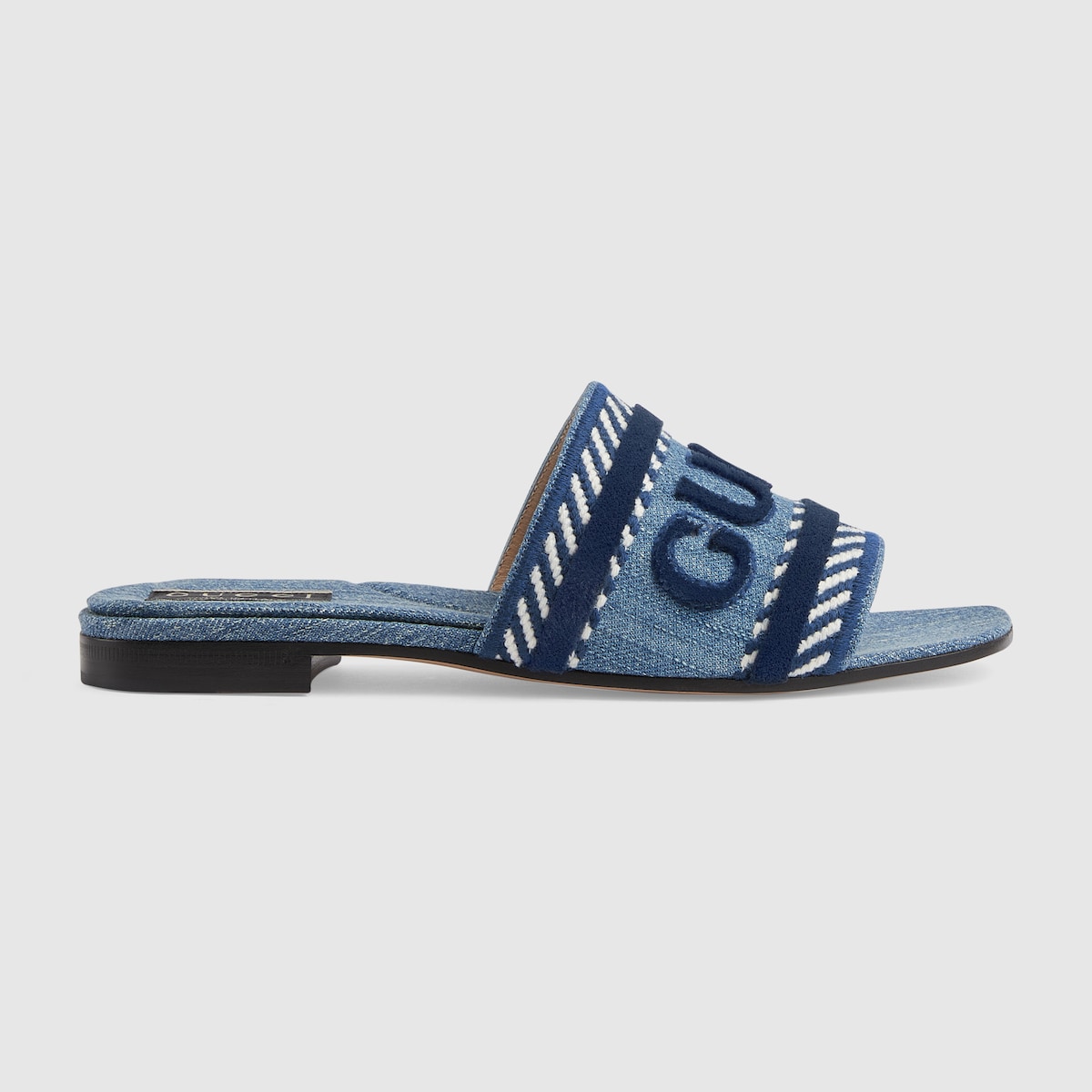 Women's 'Gucci' slide sandal in light blue denim | GUCCI® CA
