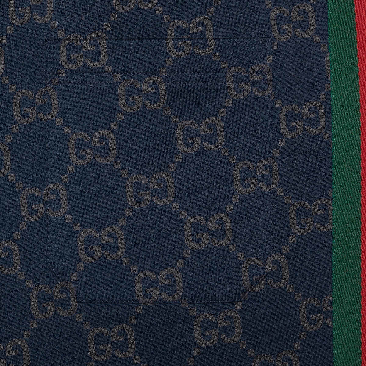 Pantalon de jogging en jersey de coton GG en bleu foncé et gris | GUCCI® FR