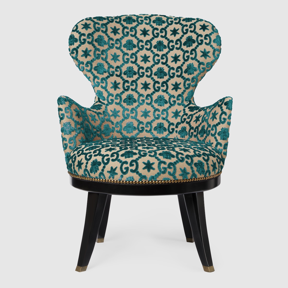 GG jacquard armchair in blue velvet jacquard | GUCCI® US