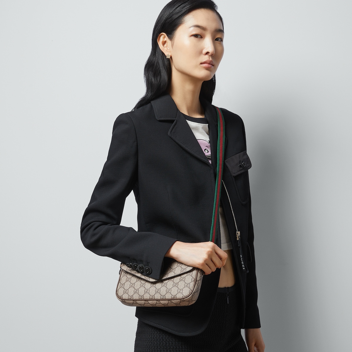 Ophidia pochette in beige and ebony Supreme | GUCCI® US
