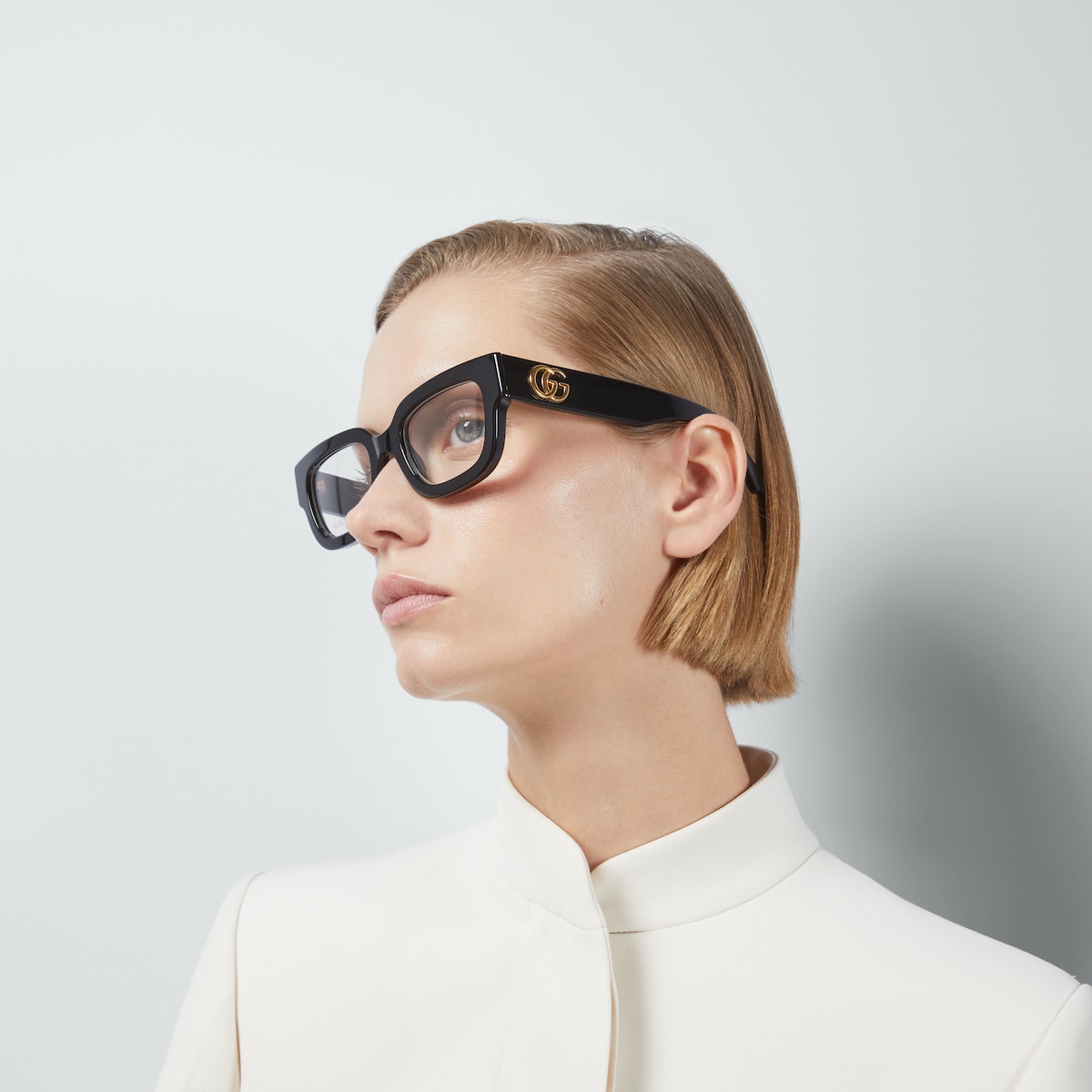 Monture optique rectangulaire en noir | GUCCI® FR