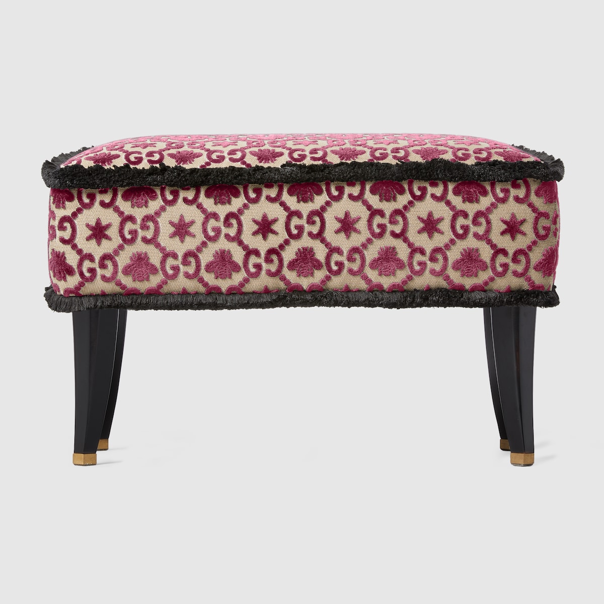 GG bee and star jacquard stool in bordeaux velvet jacquard | GUCCI® UK